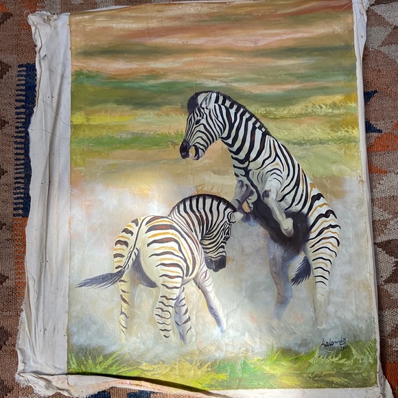 Kalombo | Art | Kalombo Zebras Oil Painting On Canvas | Poshmark